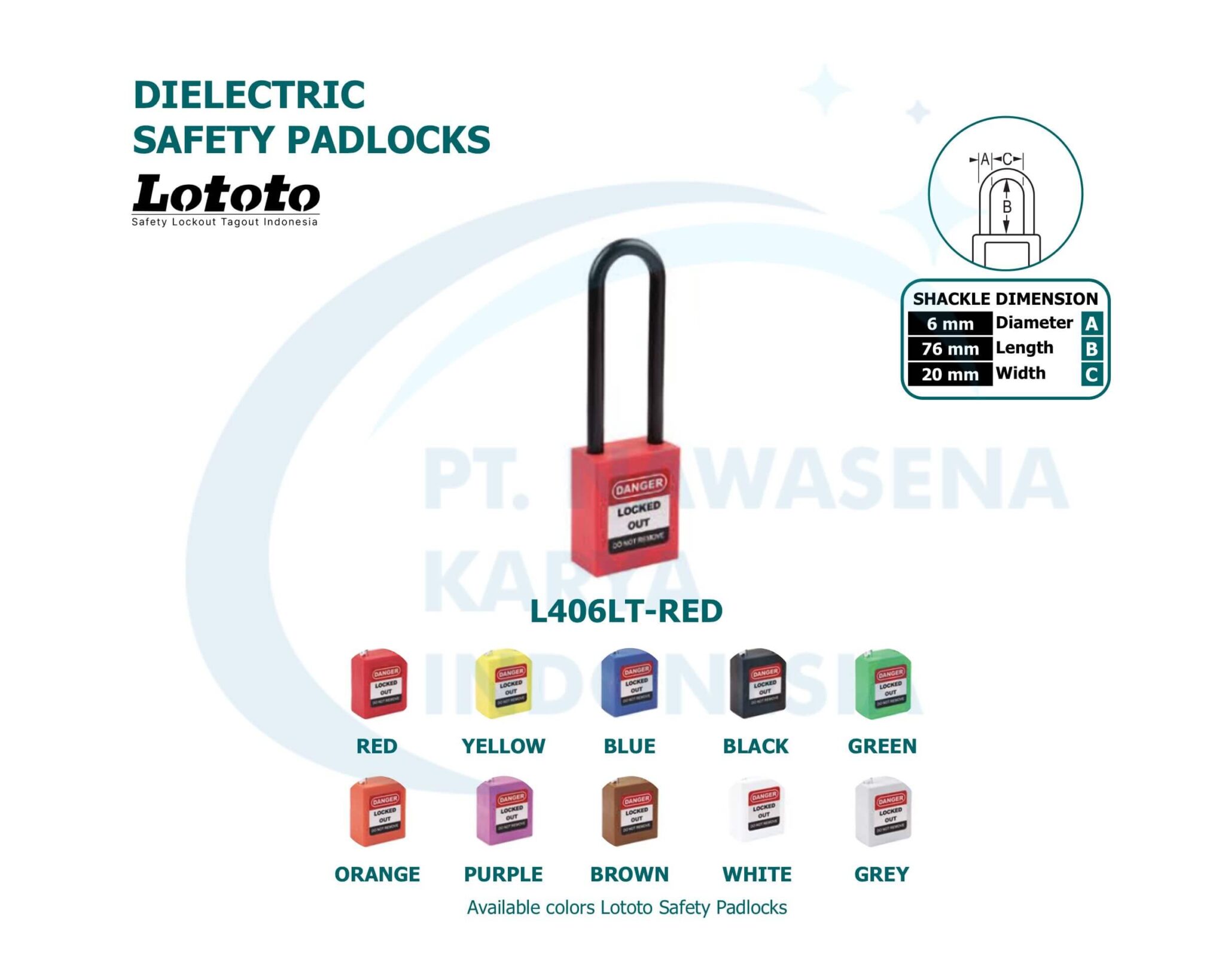 76 mm Dielectric Safety Padlock - Lototo L406LT Series | Nawasena Karya ...