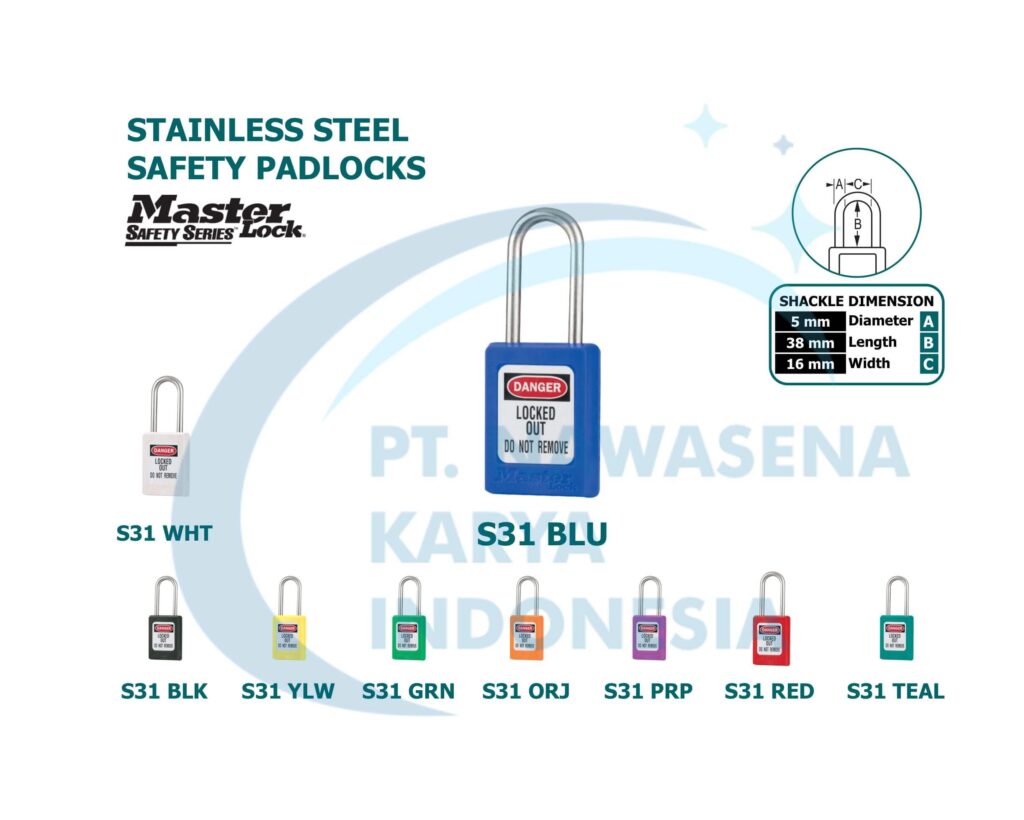 38 mm Thermoplastic Safety Padlock - Masterlock S31 Series | Nawasena ...