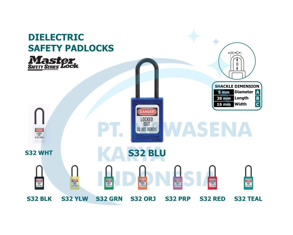 38 mm Dielectric Thermoplastic Safety Padlock - Masterlock S32 Series ...